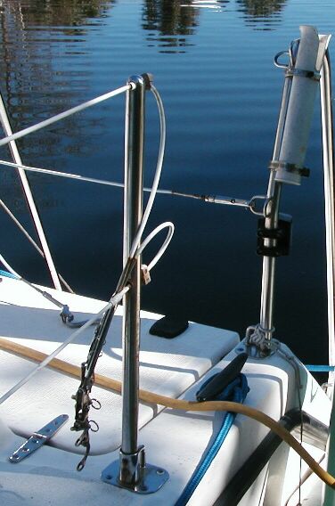 Side gate, added stanchion (from Boat US), gate open